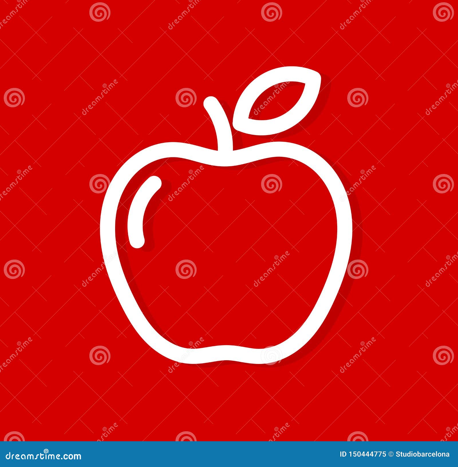 Apple White Line Icon Vector Stock Vector - Illustration of white ...