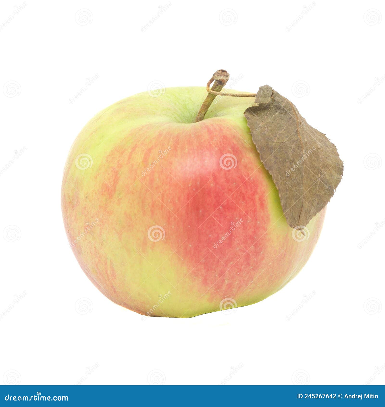 An Apple Wit Leaf Isolated on White. Stock Photo - Image of delicious ...