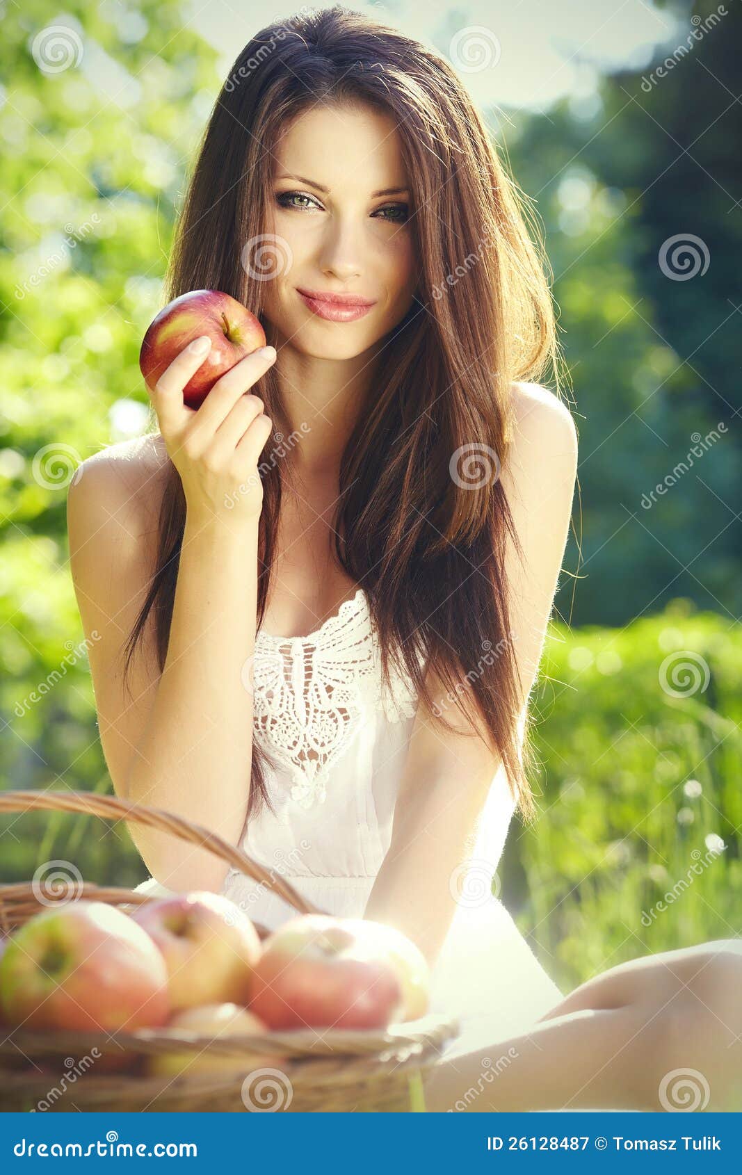 Apple Woman. Very Beautiful Model Stock Image - Image of colorful ...