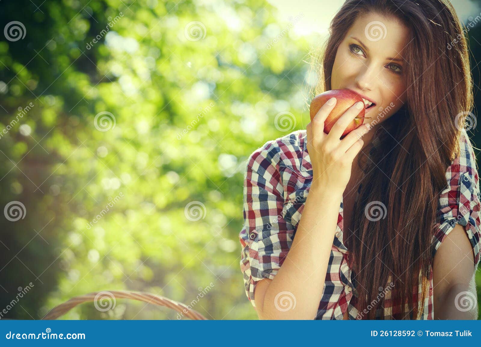 Apple Woman. Very Beautiful Model Stock Photo - Image of apple ...