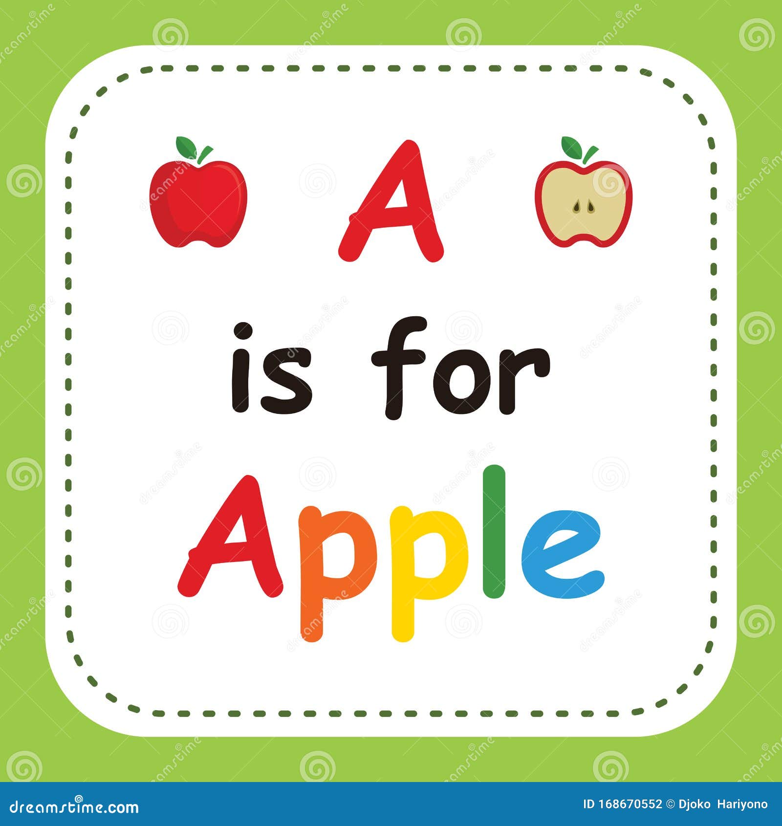 A is for Apple Worksheet for Kindergarten Vector Illustration Concept ...