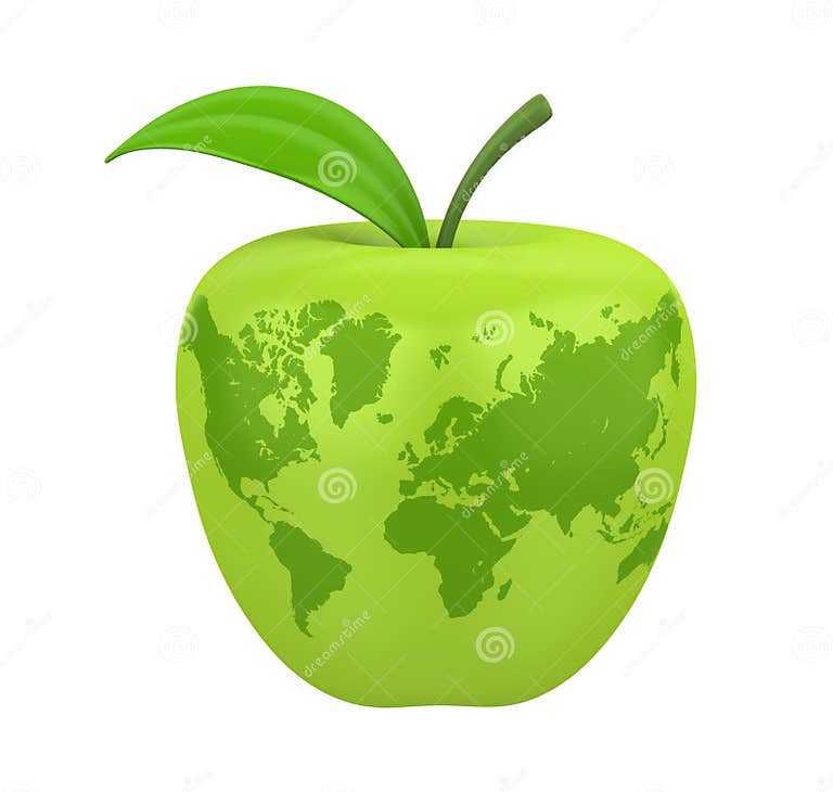 Apple with World Map Isolated Stock Illustration - Illustration of ...