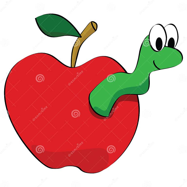 Apple with worm stock vector. Illustration of insect, nature - 7040103