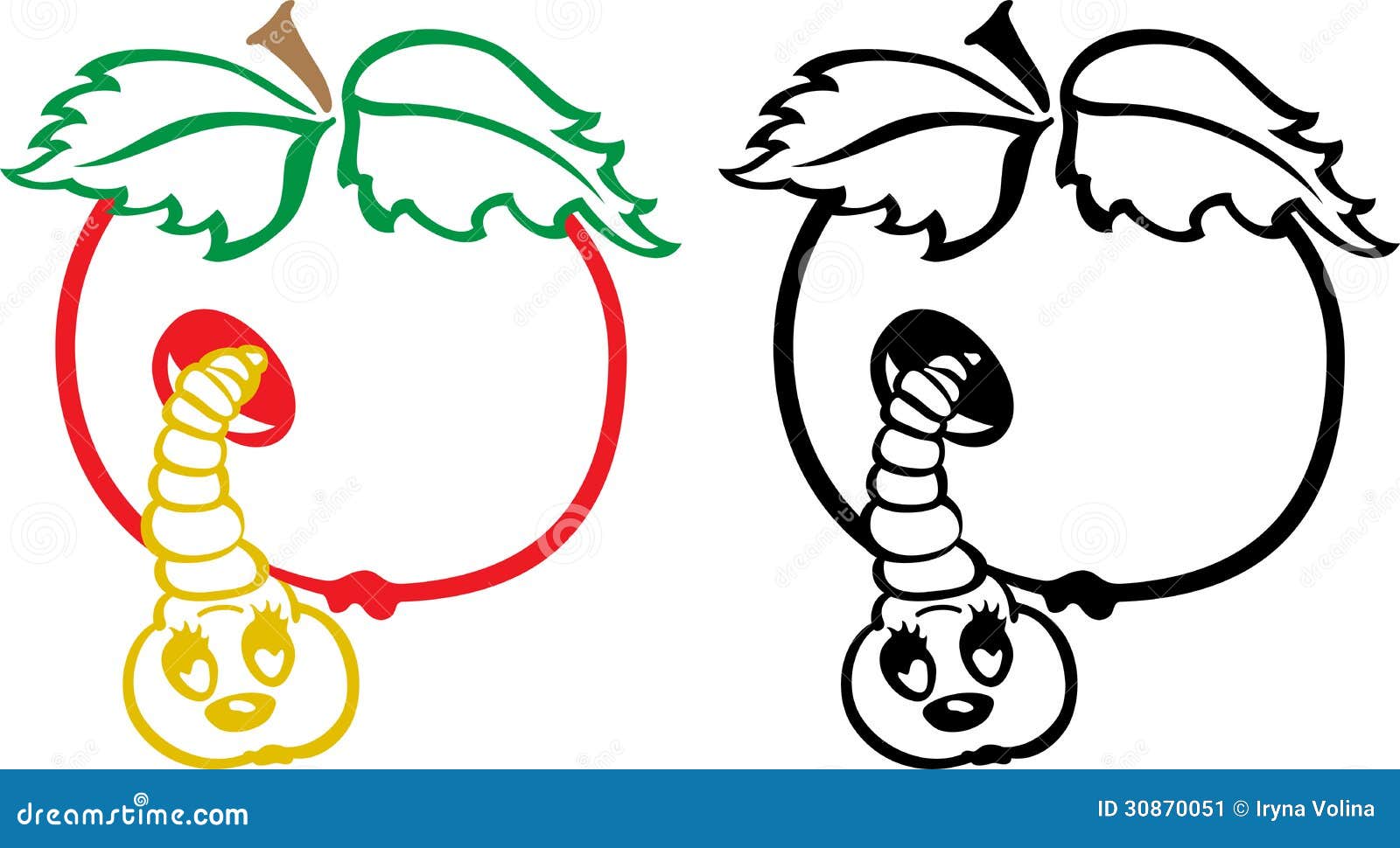Apple And Worm Cartoon Vector | CartoonDealer.com #30870051