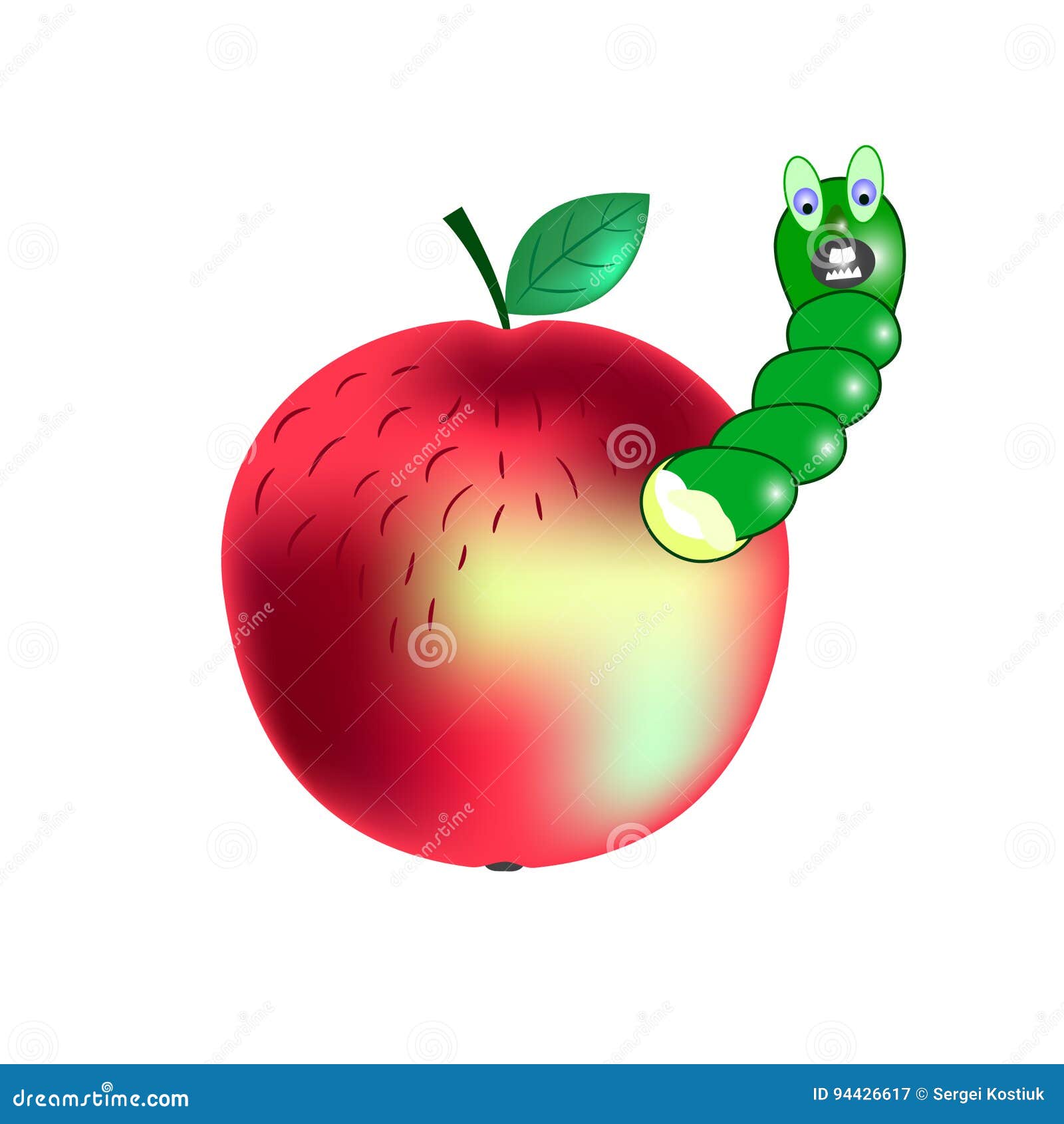 Apple worm stock vector. Illustration of joyful, green - 94426617