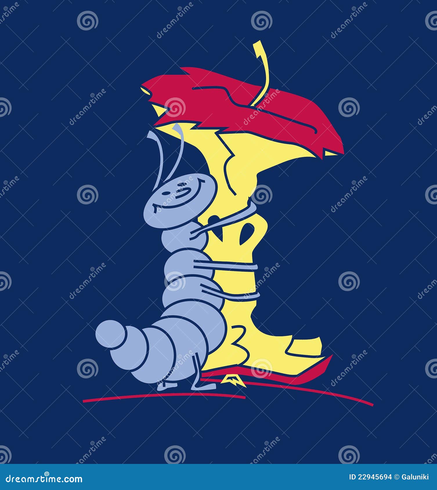 Apple Worm Hug Apple Leftover Stock Vector - Illustration of house ...