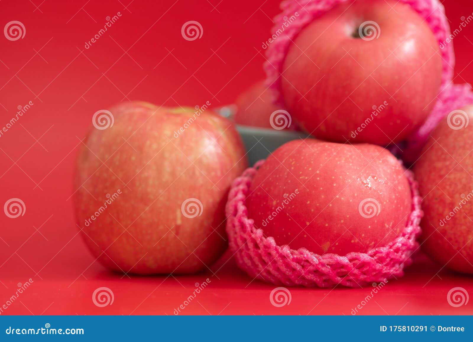 Apple Wrapped with Foam Fruit Net Stock Image - Image of bright ...