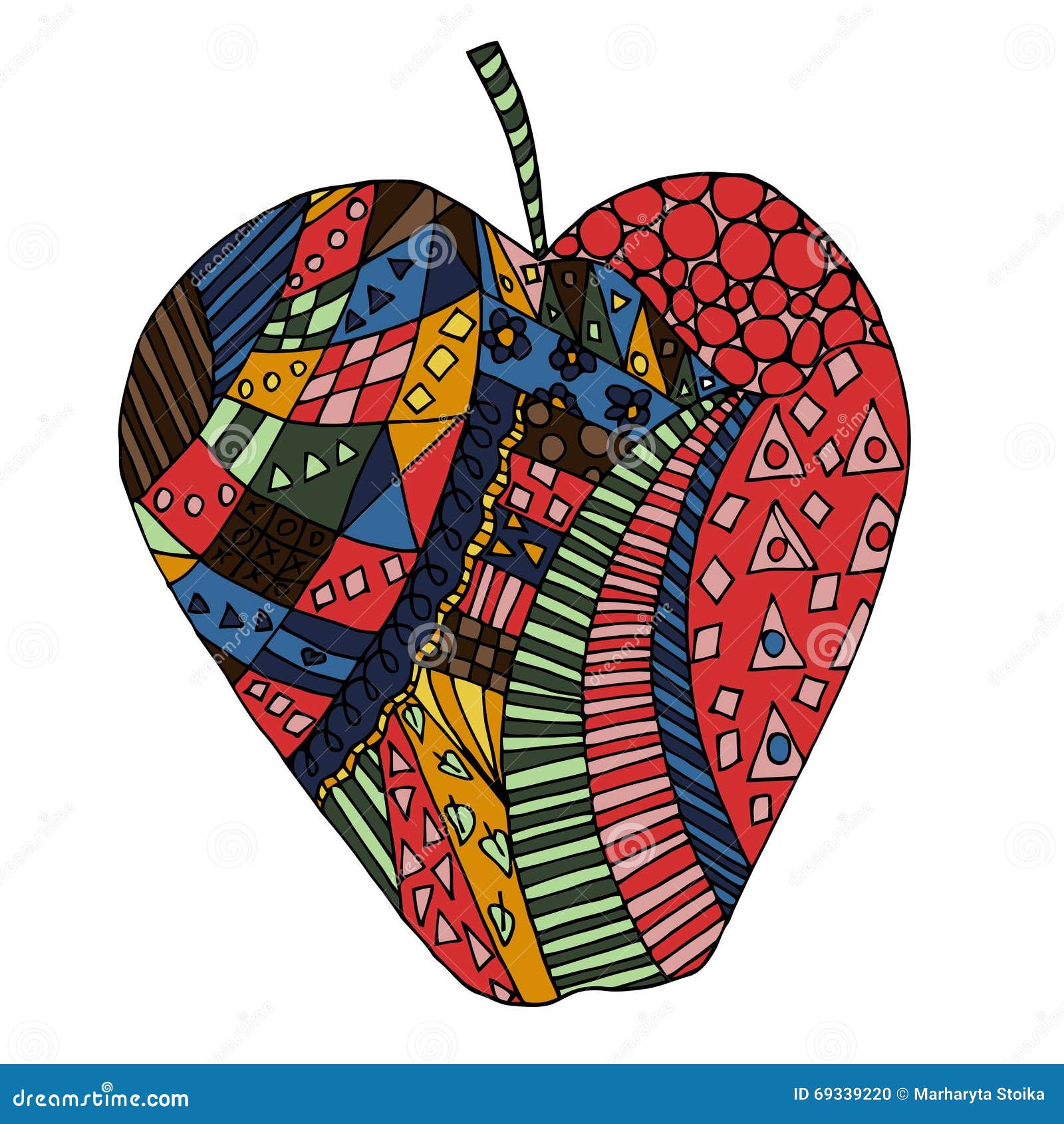 Apple Zen Tangle, Zen Doodle. Apple Tatoo Stock Vector - Illustration ...