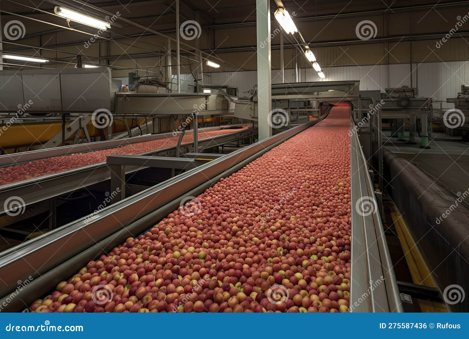 Apples Being Graded in Fruit Processing and Packaging Plant Stock ...