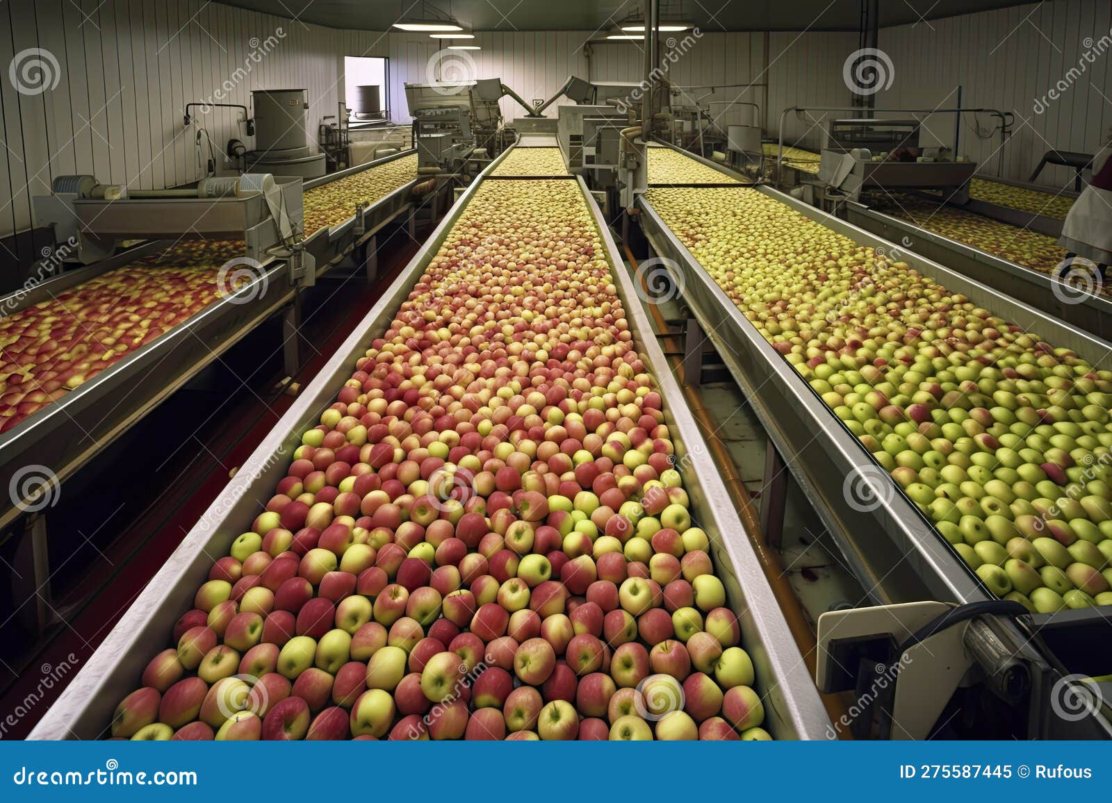 Apples Being Graded in Fruit Processing and Packaging Plant Stock ...
