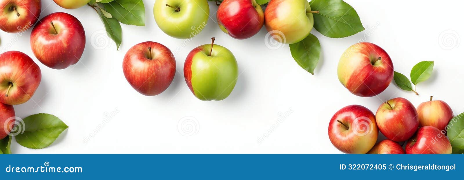 Apples on Border Side on Plain White Background Copyspace Ai Generated ...