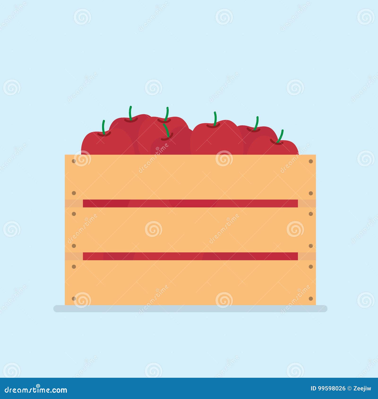 Apples in box .fresh fruit stock vector. Illustration of beautiful ...