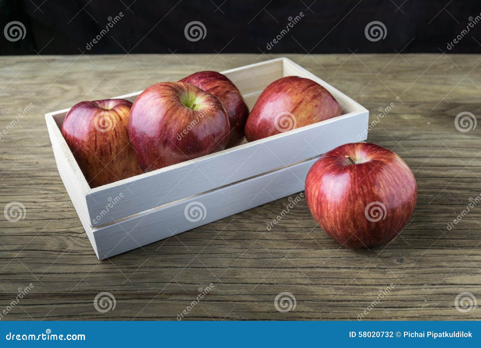 Apples in the Box. Red Apples on a Wooden Table Stock Photo - Image of ...
