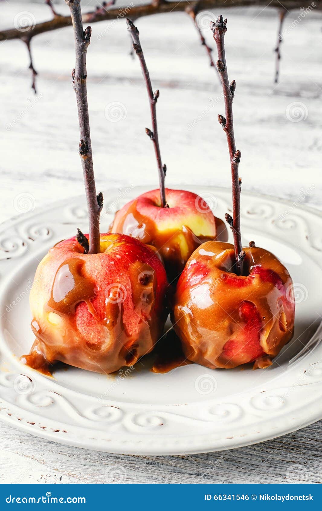 Apples in caramel stock photo. Image of caramel, rustic - 66341546
