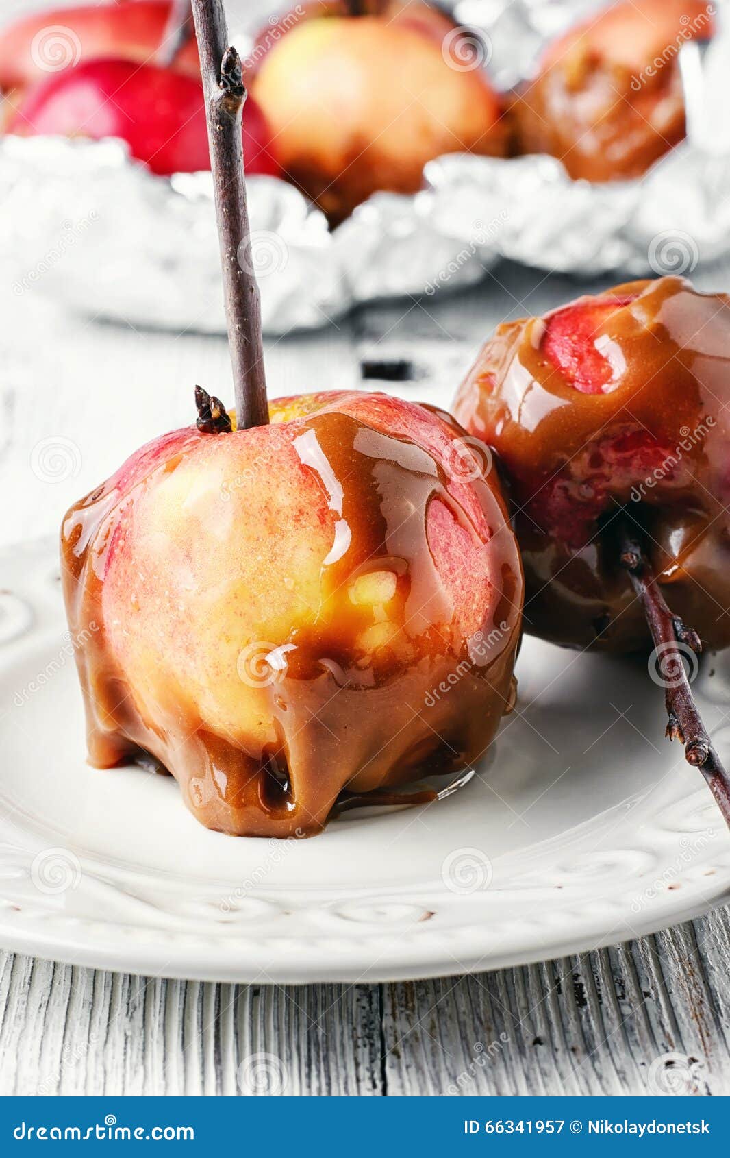 Apples in caramel stock image. Image of food, sticky - 66341957