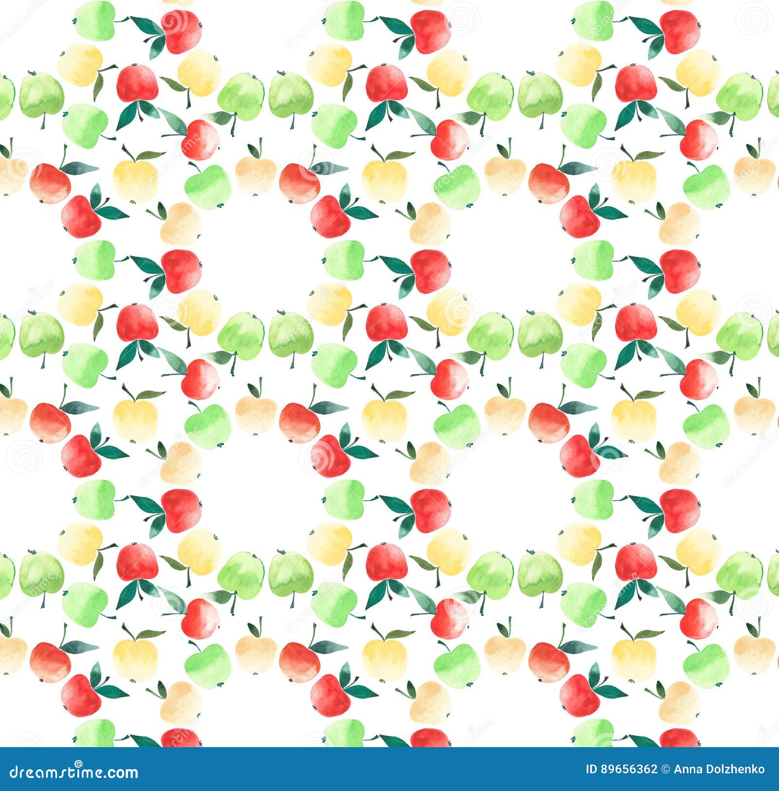 Apples Circle Pattern Seamless Watercolor Hand Sketch Stock ...