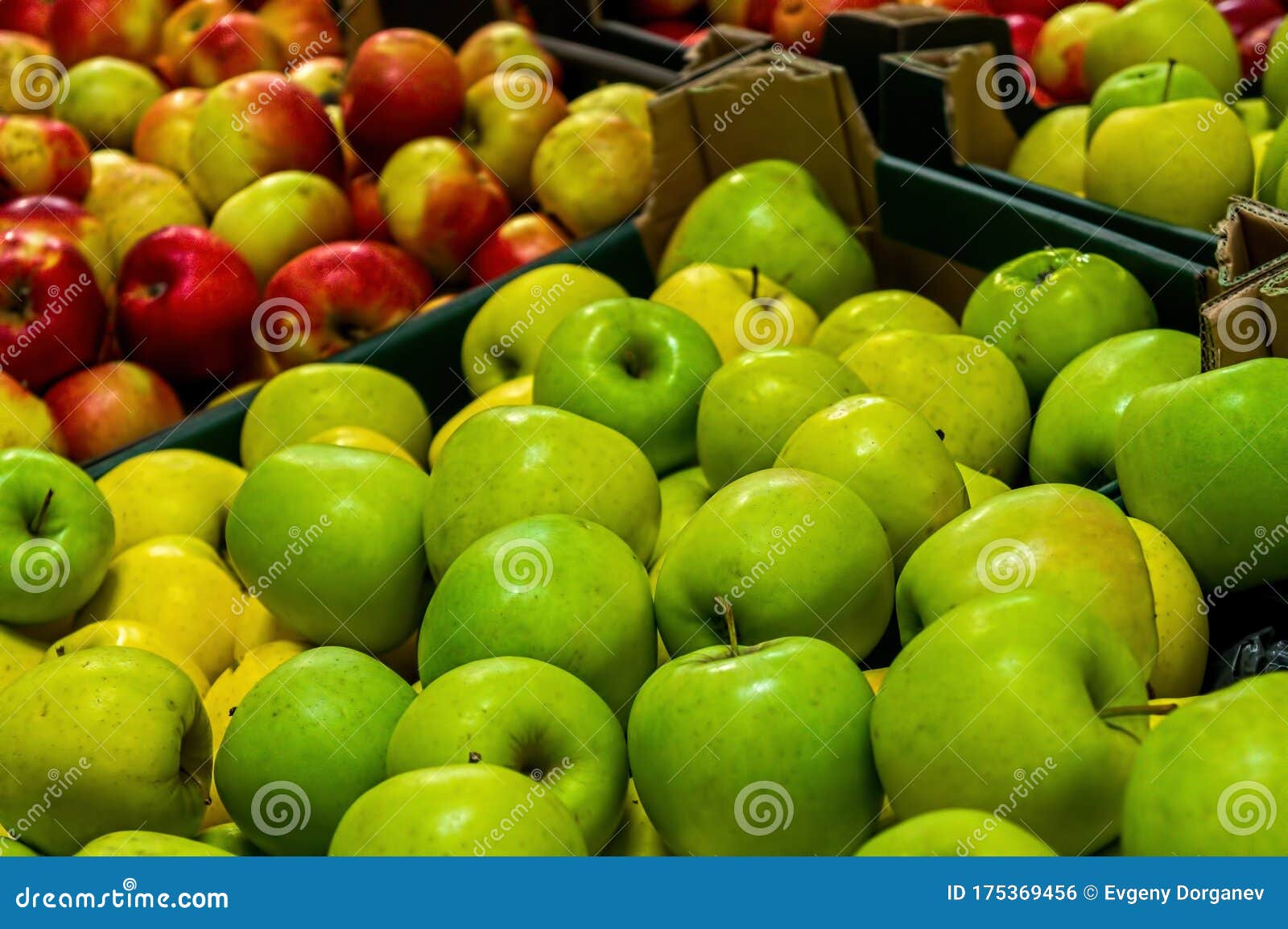 Apples on Counters in Boxes Stock Photo - Image of diet, apple: 175369456