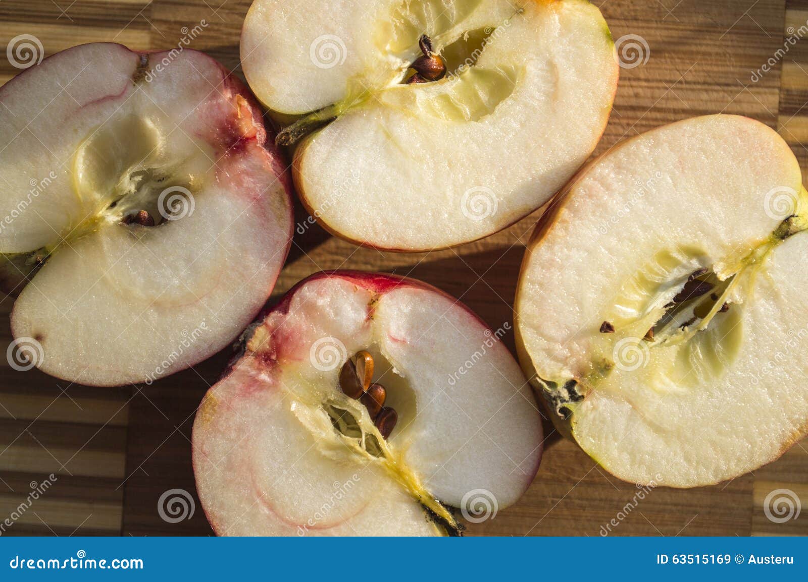 Apples cut in half stock image. Image of appetizer, delicatessen - 63515169