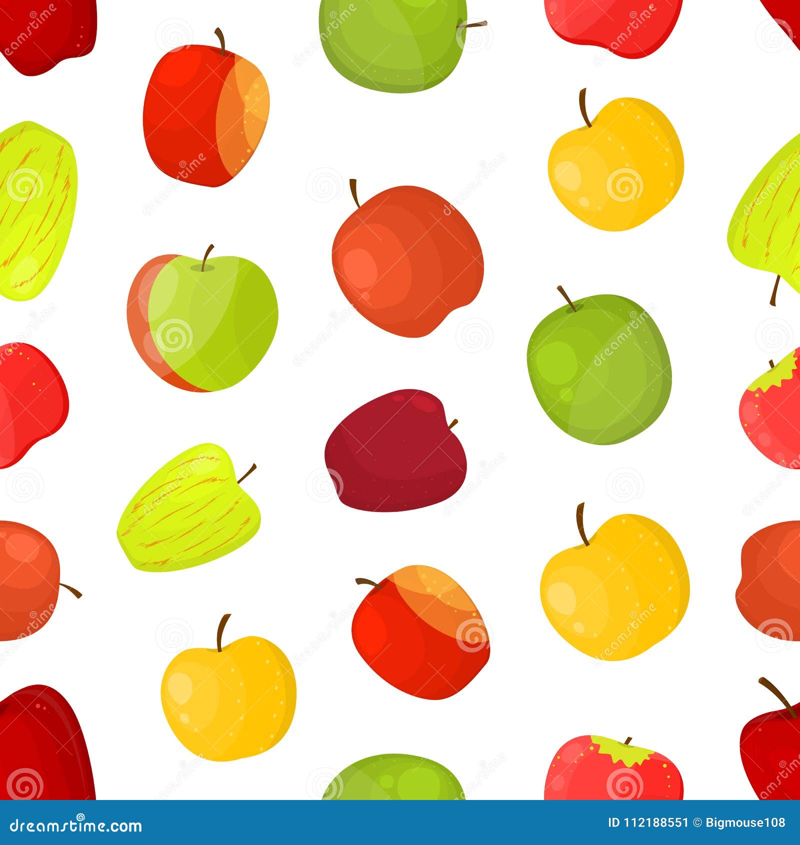 Apples Different Varieties Seamless Pattern Background. Vector ...