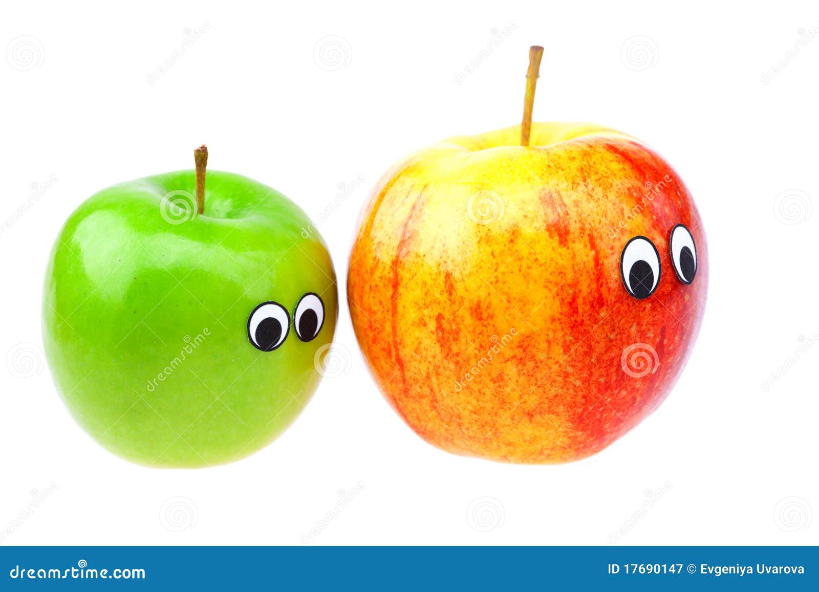 Apples with Eyes and Faces Isolated on White Stock Image - Image of ...
