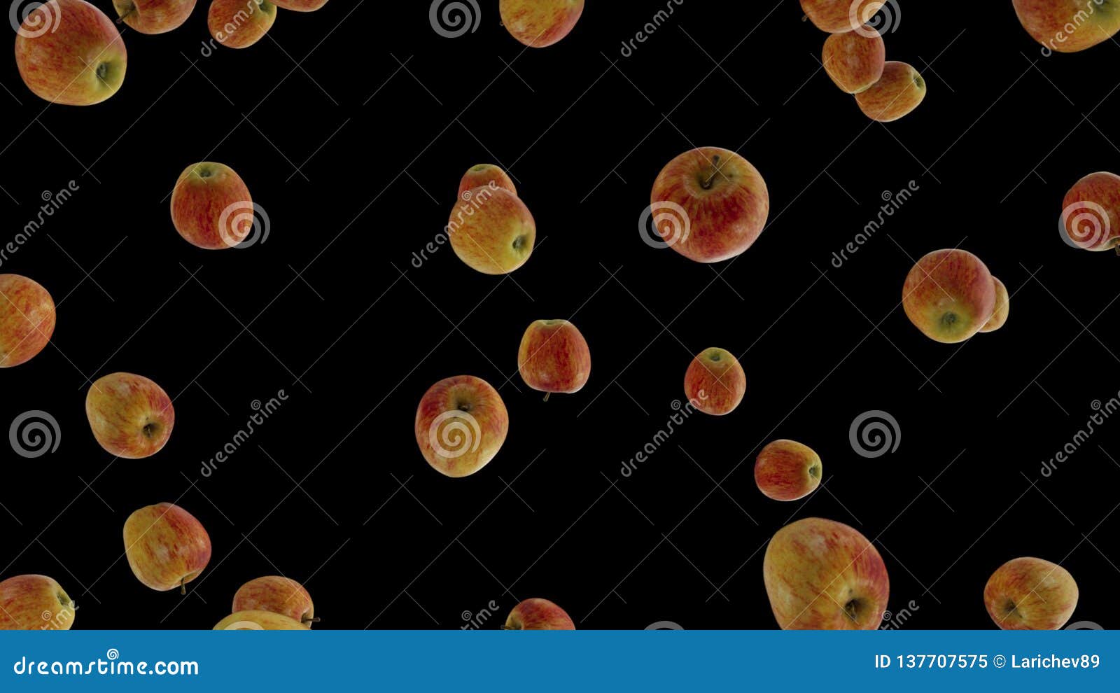 Apples Falling Down On Black Background. Realistic 3d Render Stock ...