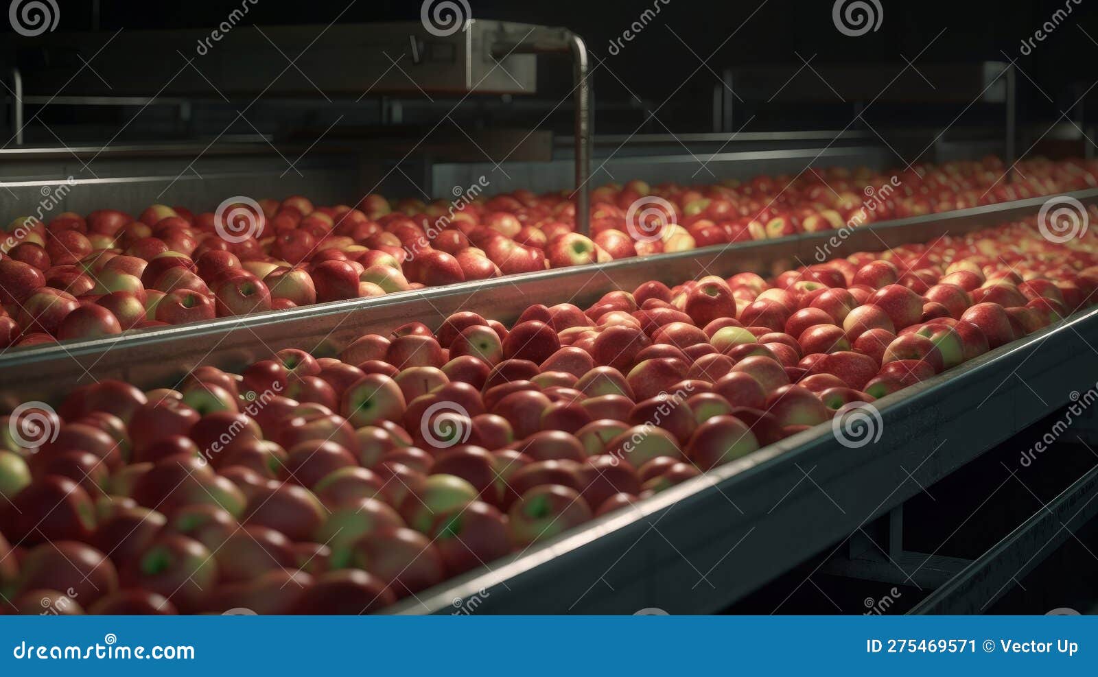 Apples in a Food Processing Facility Clean and Fresh. Generative AI ...