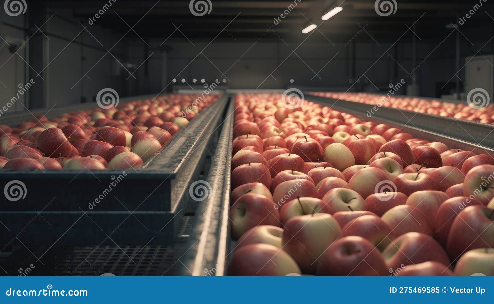 Apples in a Food Processing Facility Clean and Fresh. Generative AI ...