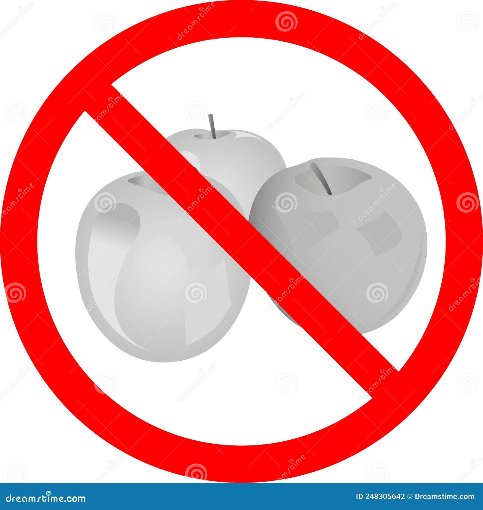 Apples with a Forbidden Sign. Vector Illustration. Stock Vector ...