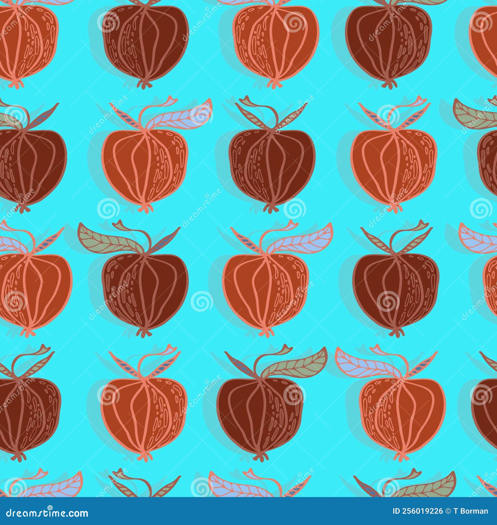 Apples Fruit Vector Seamless Pattern Stock Vector Illustration Of