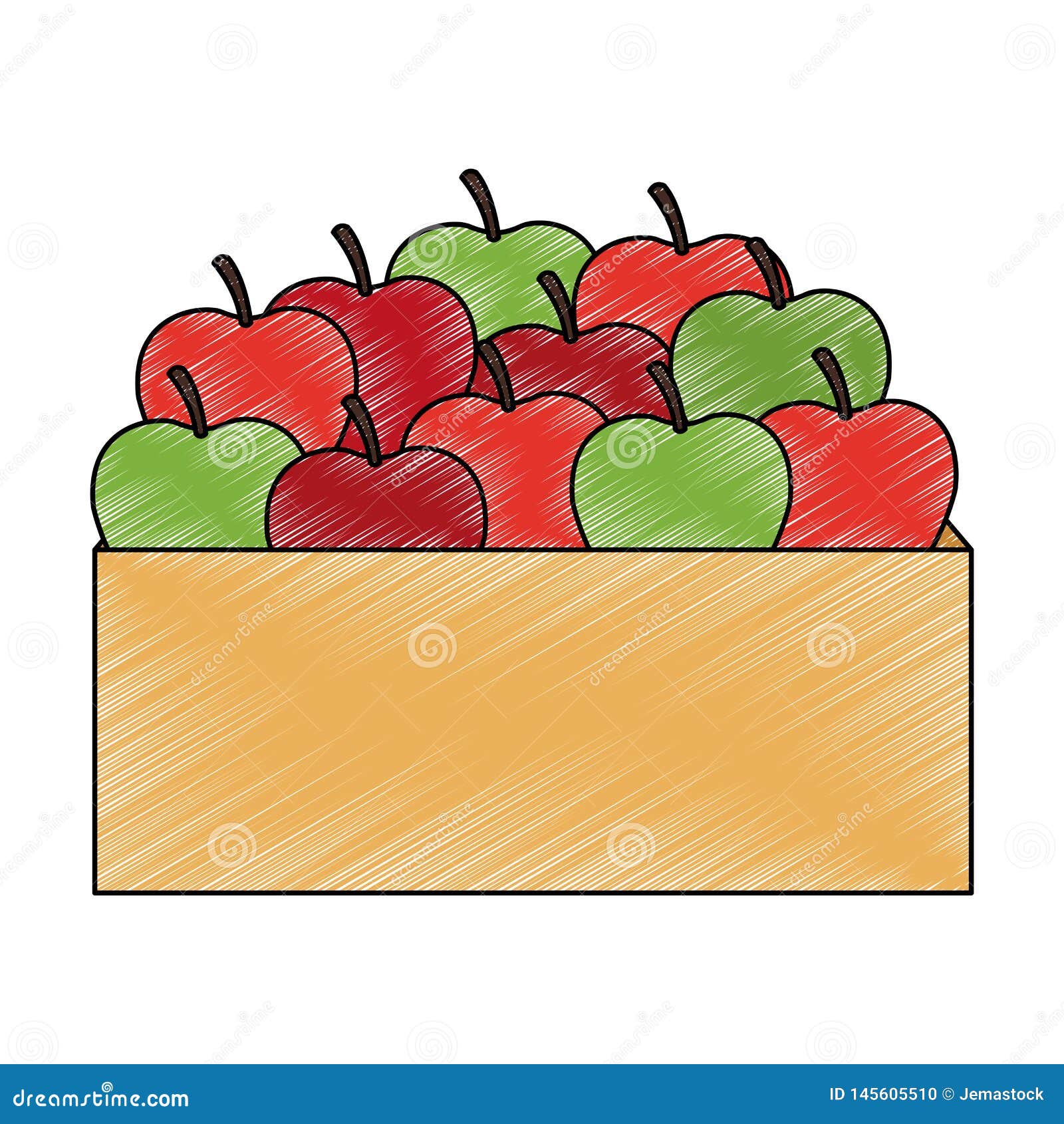 Apples inside box scribble stock vector. Illustration of nutritious ...