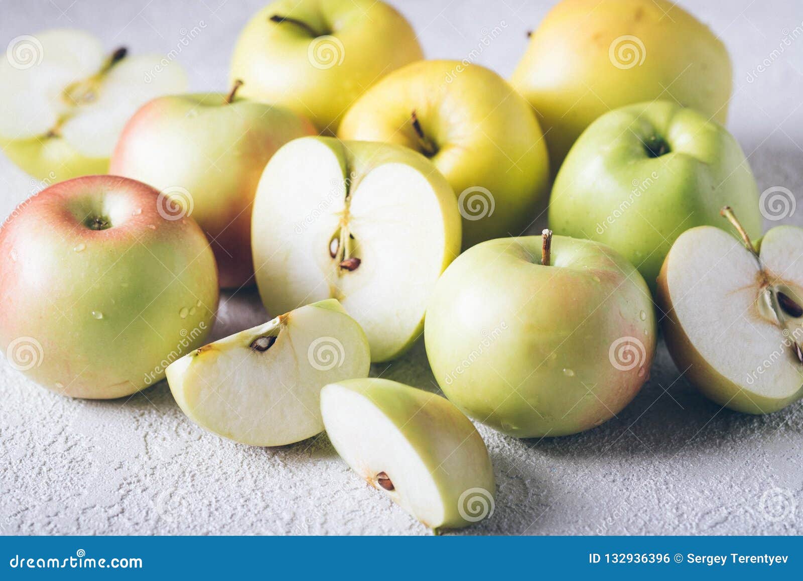 Apples on a Light Background Stock Photo - Image of produce, textured ...