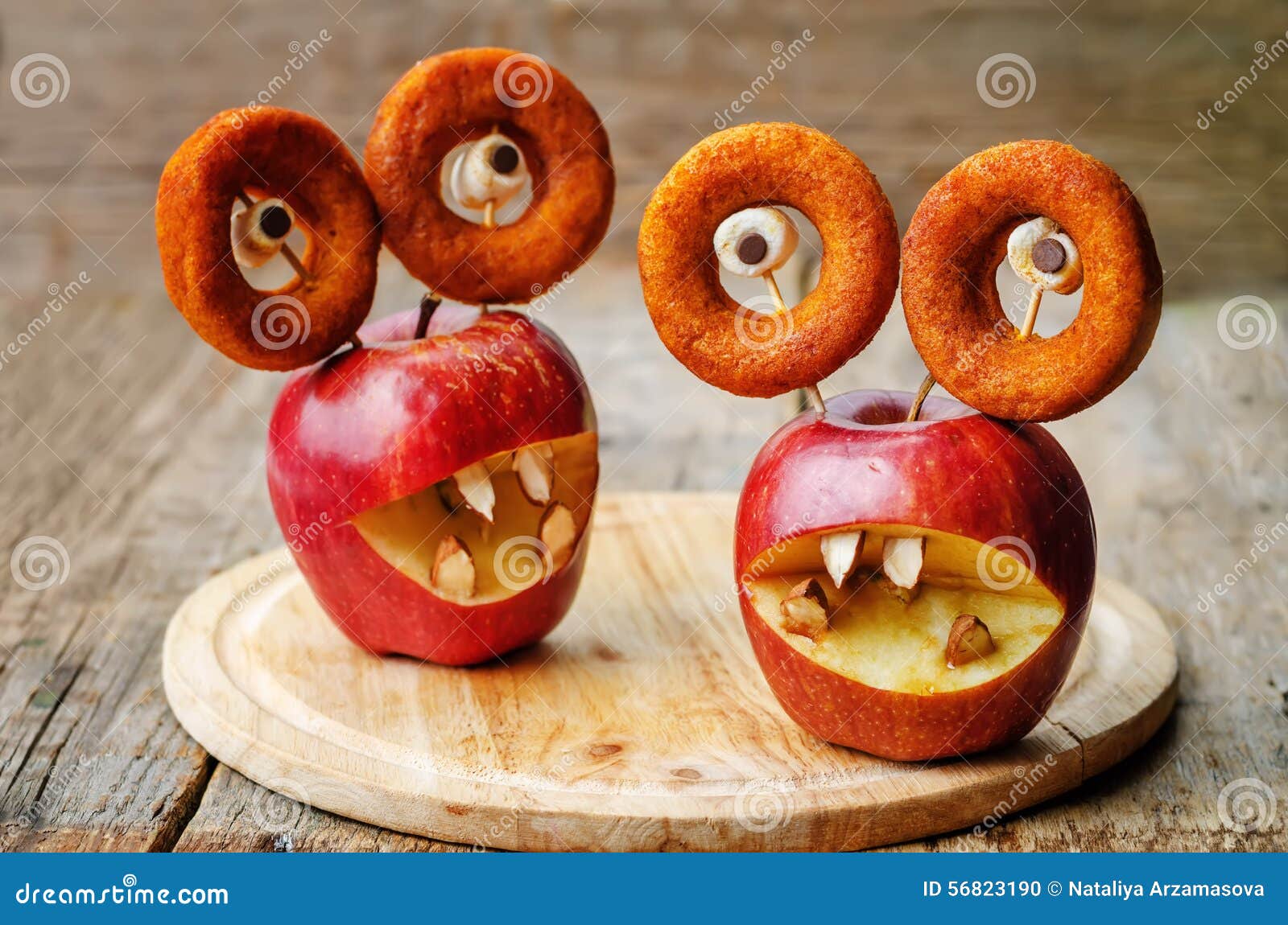 Apples, Marshmallows and Donuts in the Shape of Monsters for Hal Stock ...