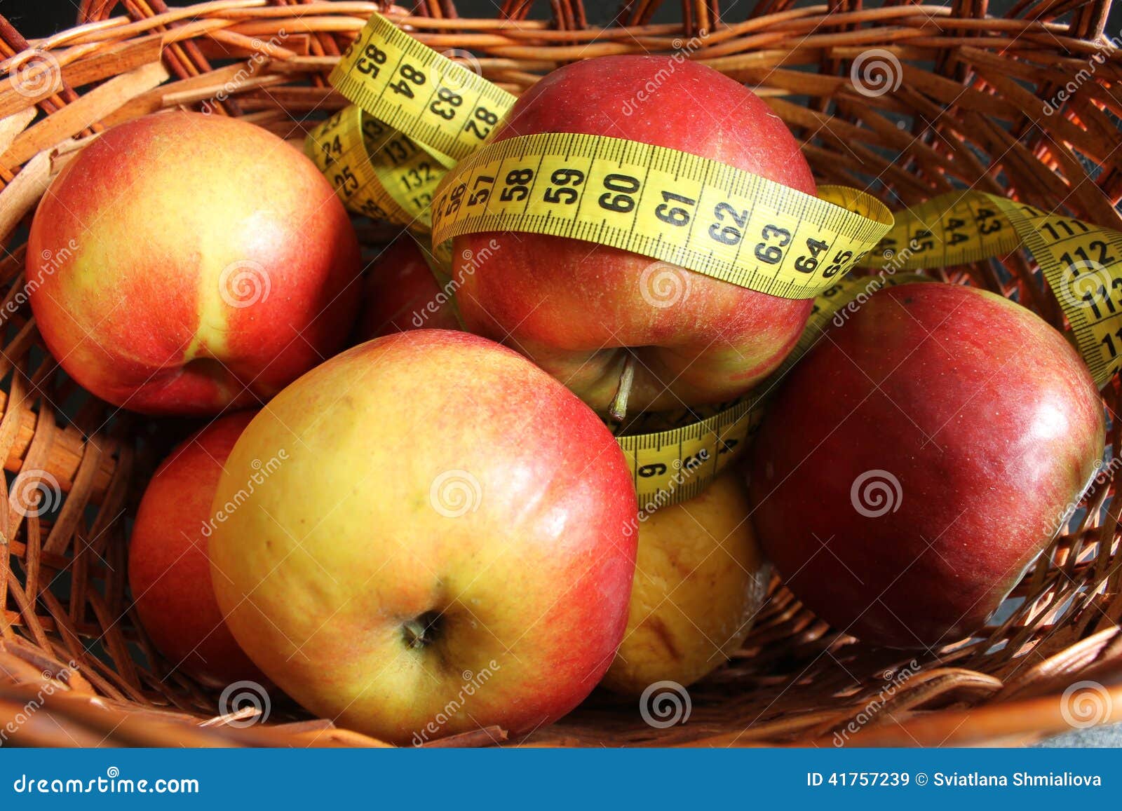 Apples with measuring tape stock image. Image of juicy - 41757239