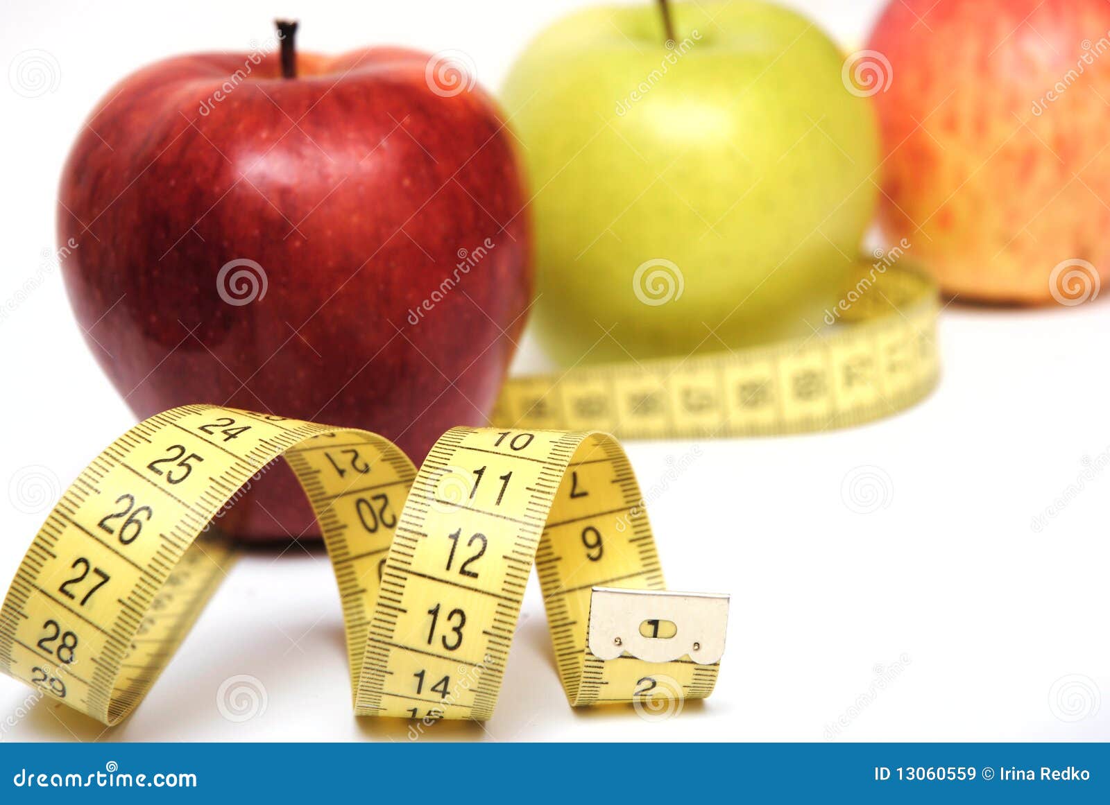 Apples and Measuring Tape Isolated Stock Image - Image of freshness ...