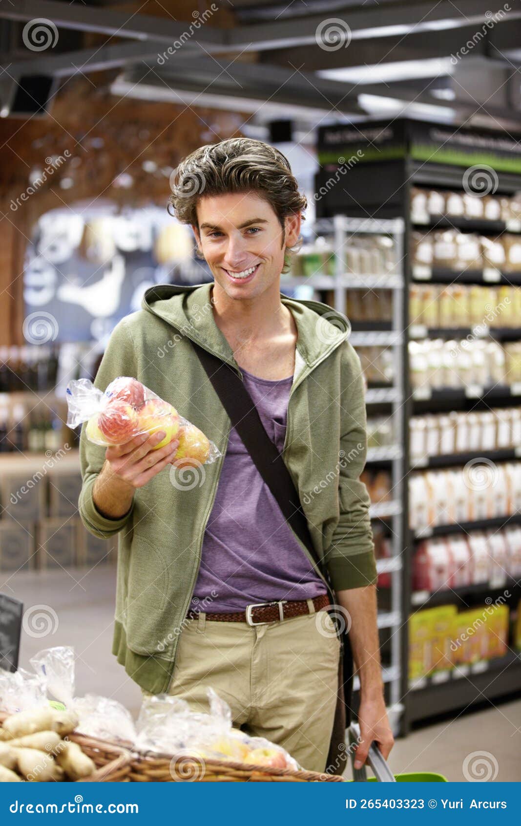 Apples are My Favorite Fruit. a Young Man Purchasing Some Apples. Stock ...