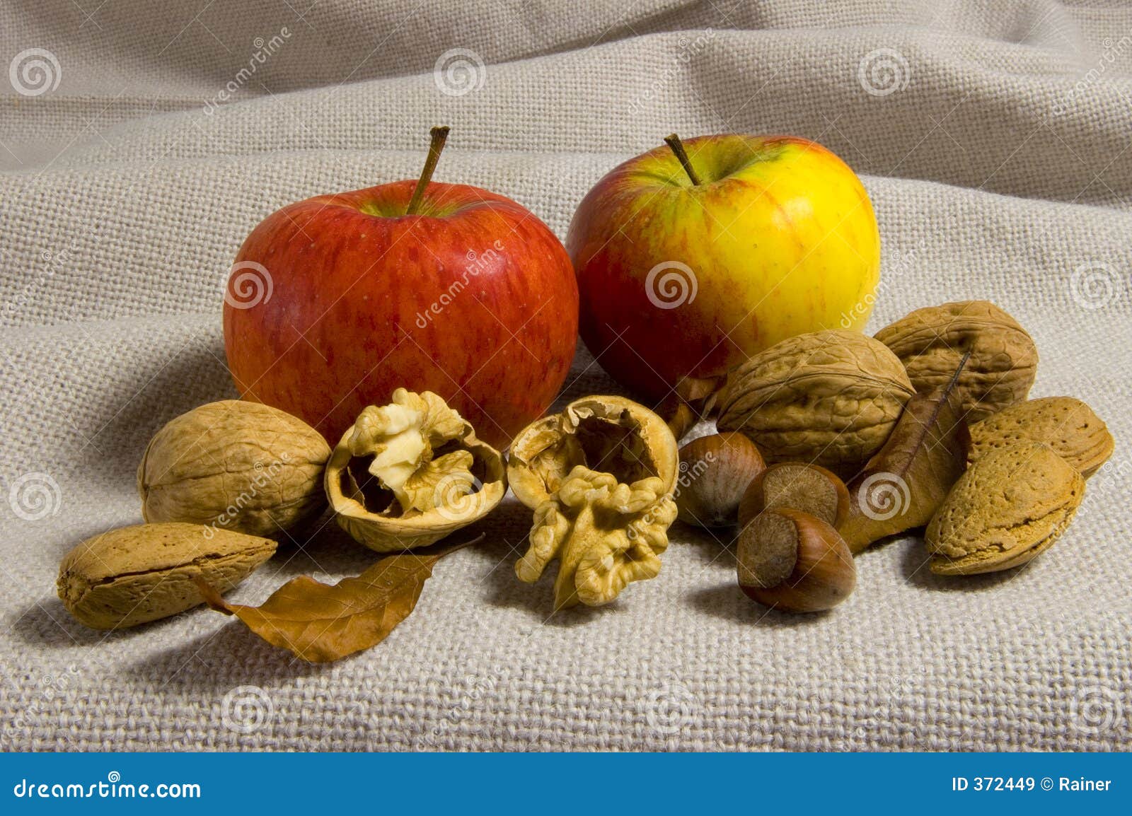 Apples and nuts stock image. Image of apples, hazelnuts - 372449