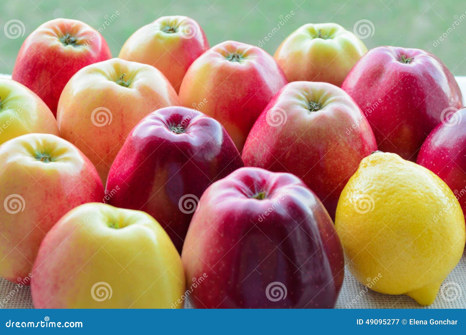 Apples and one lemon stock image. Image of fresh, delicious - 49095277