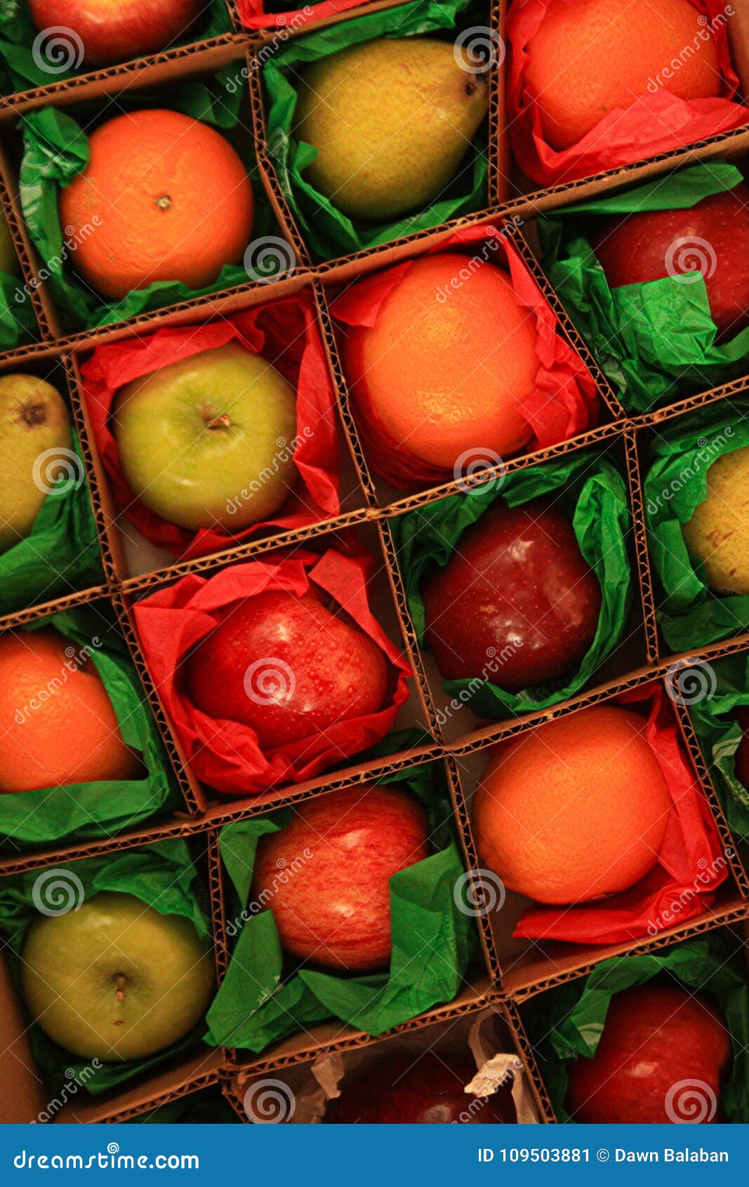 Fruit Inside Square Boxes in Tissue Paper Stock Image - Image of ...
