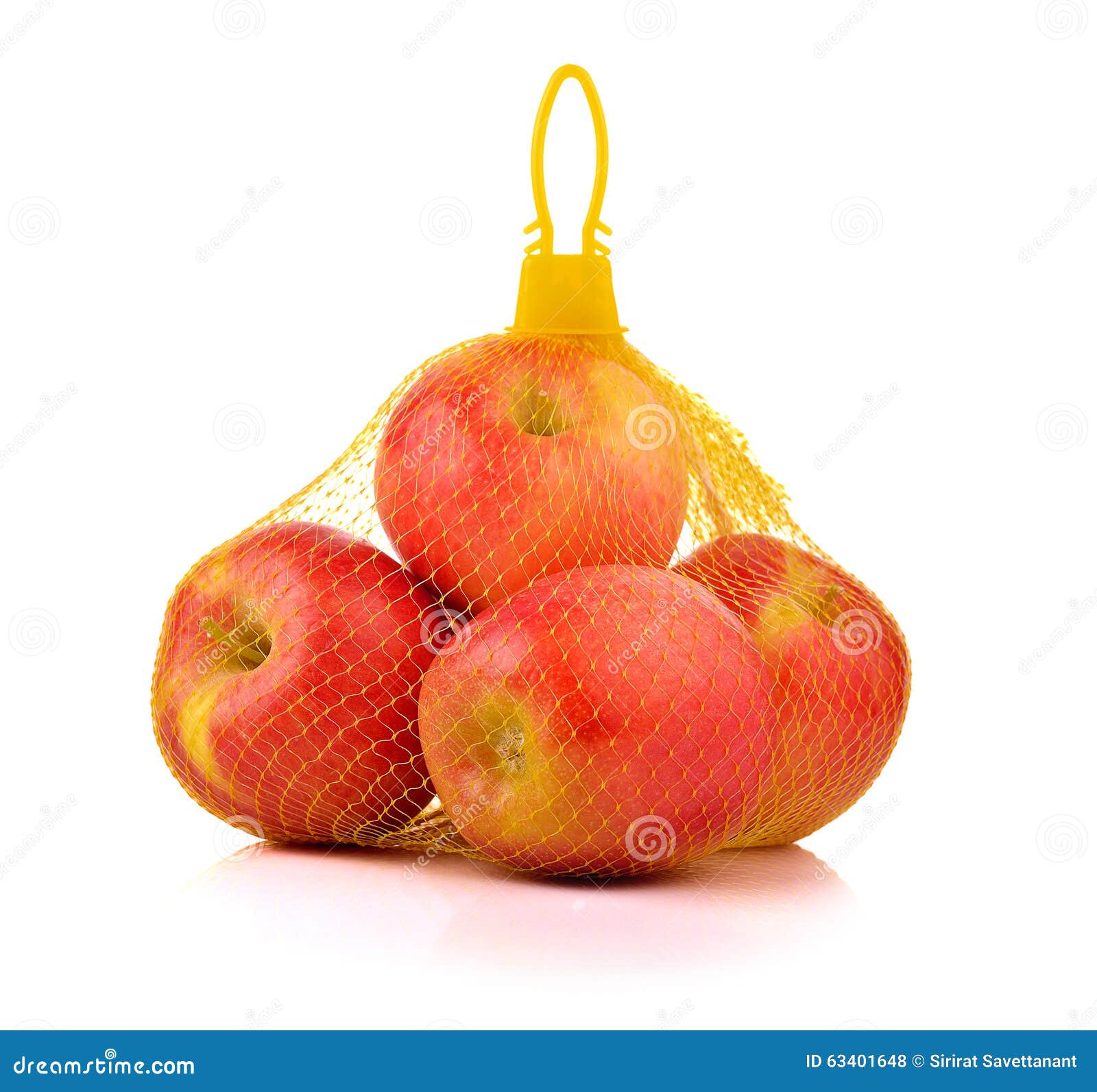Apples in Plastic Mesh Sack on White Background Stock Photo - Image of ...