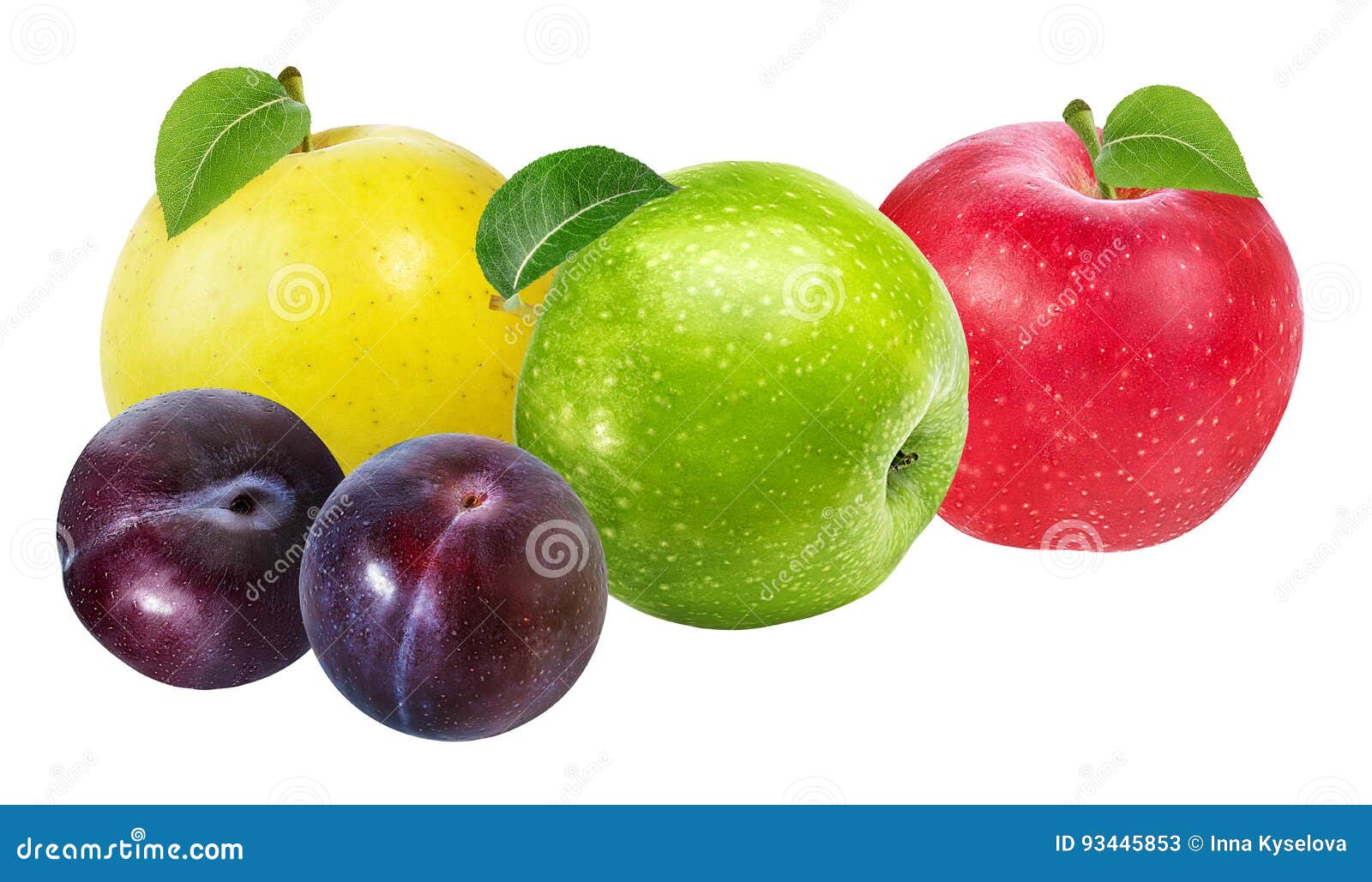 Apples and Plum Isolated on White Stock Image - Image of healthy, plum ...