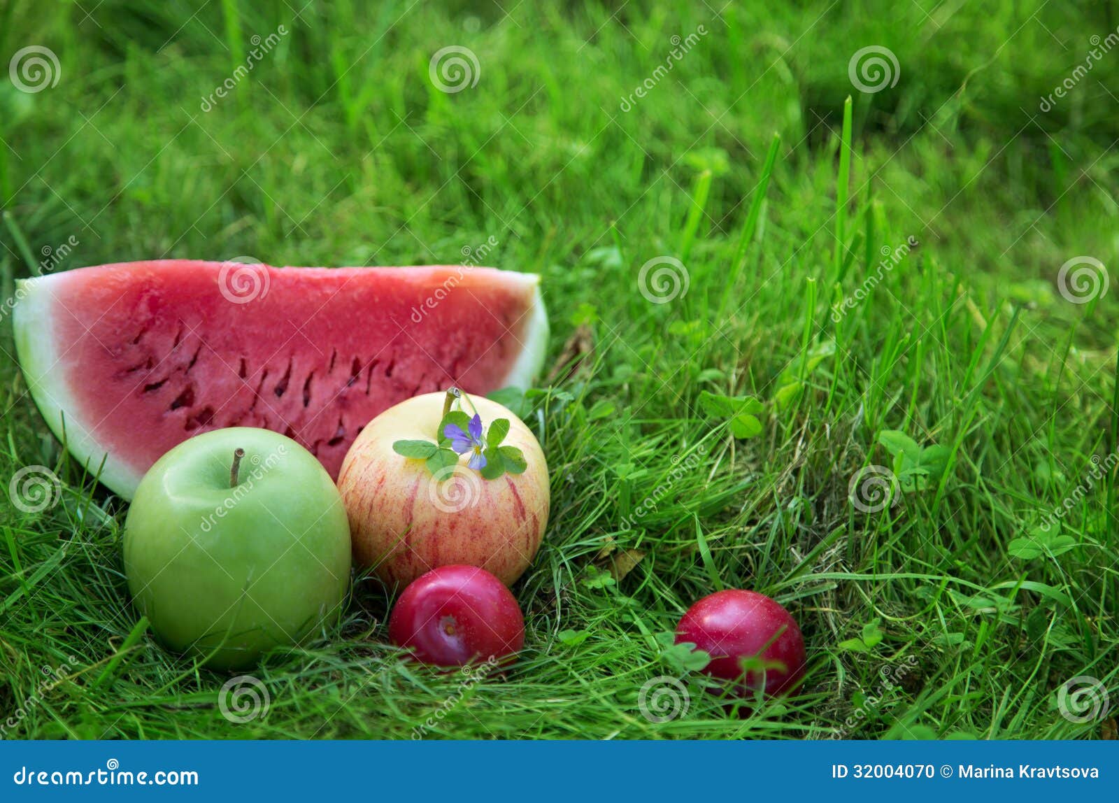 Apples with Plums and Watermelon Stock Photo - Image of organic, fresh ...