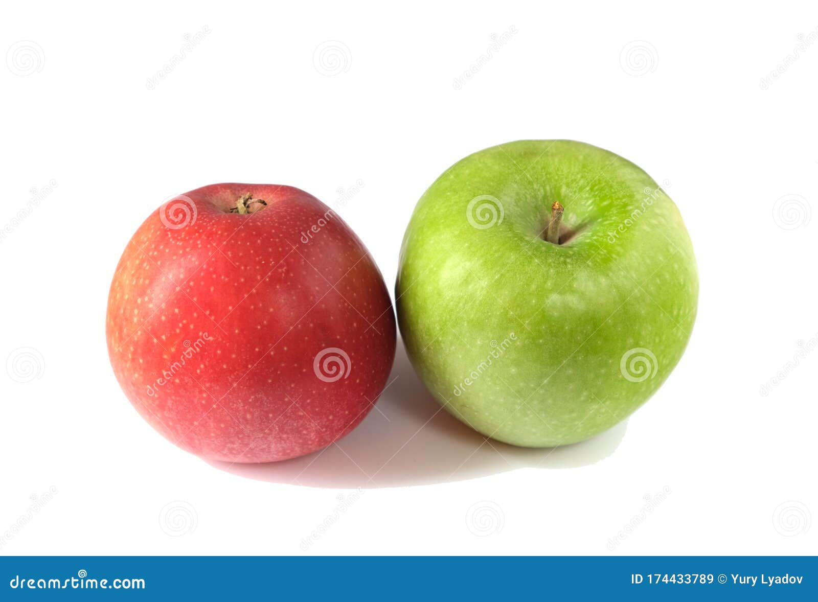 Apples in a Row on a Table with a White Background, the Middle Apple ...
