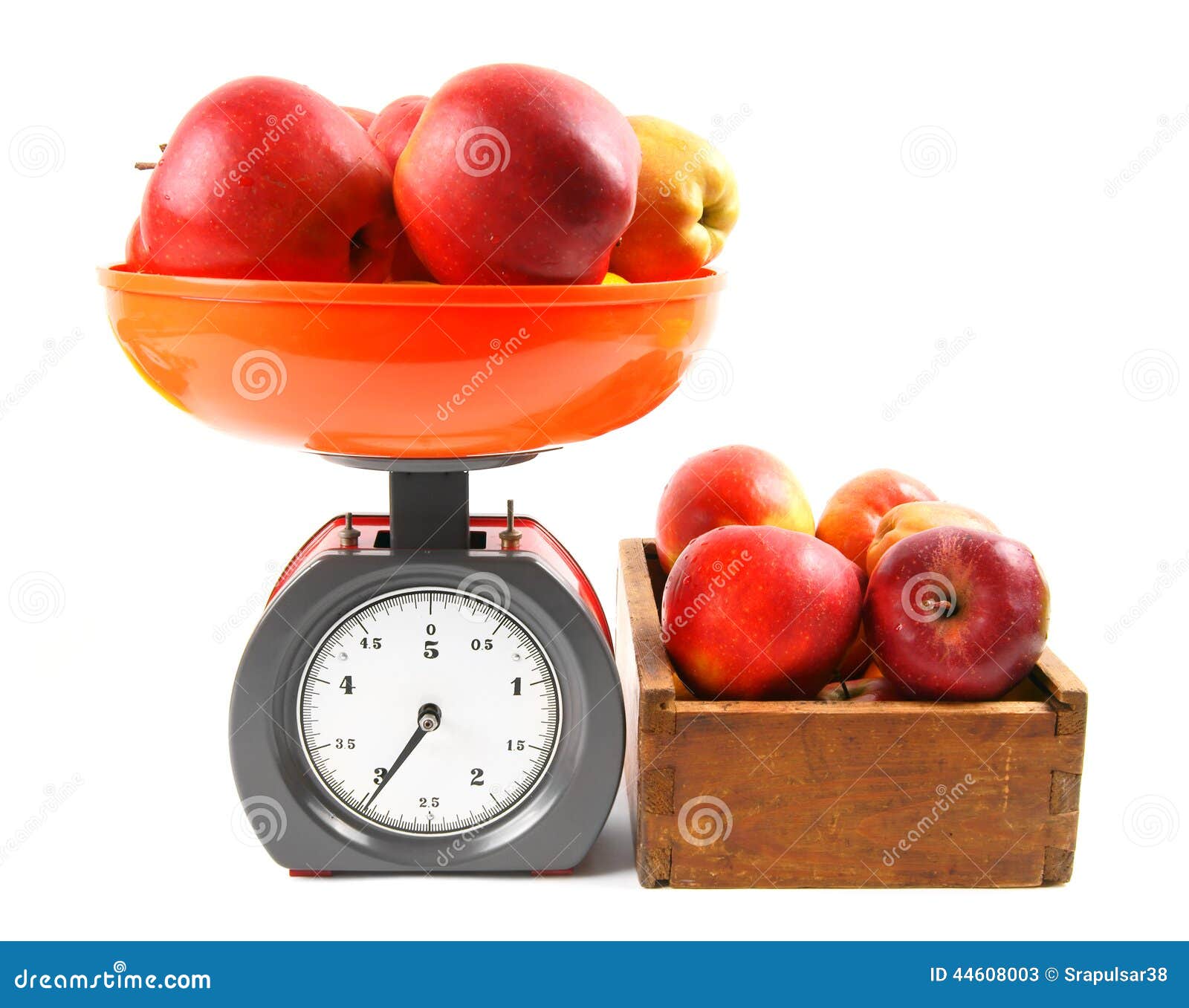 Apples on Scales and in a Box Stock Image - Image of dieting, fruit ...