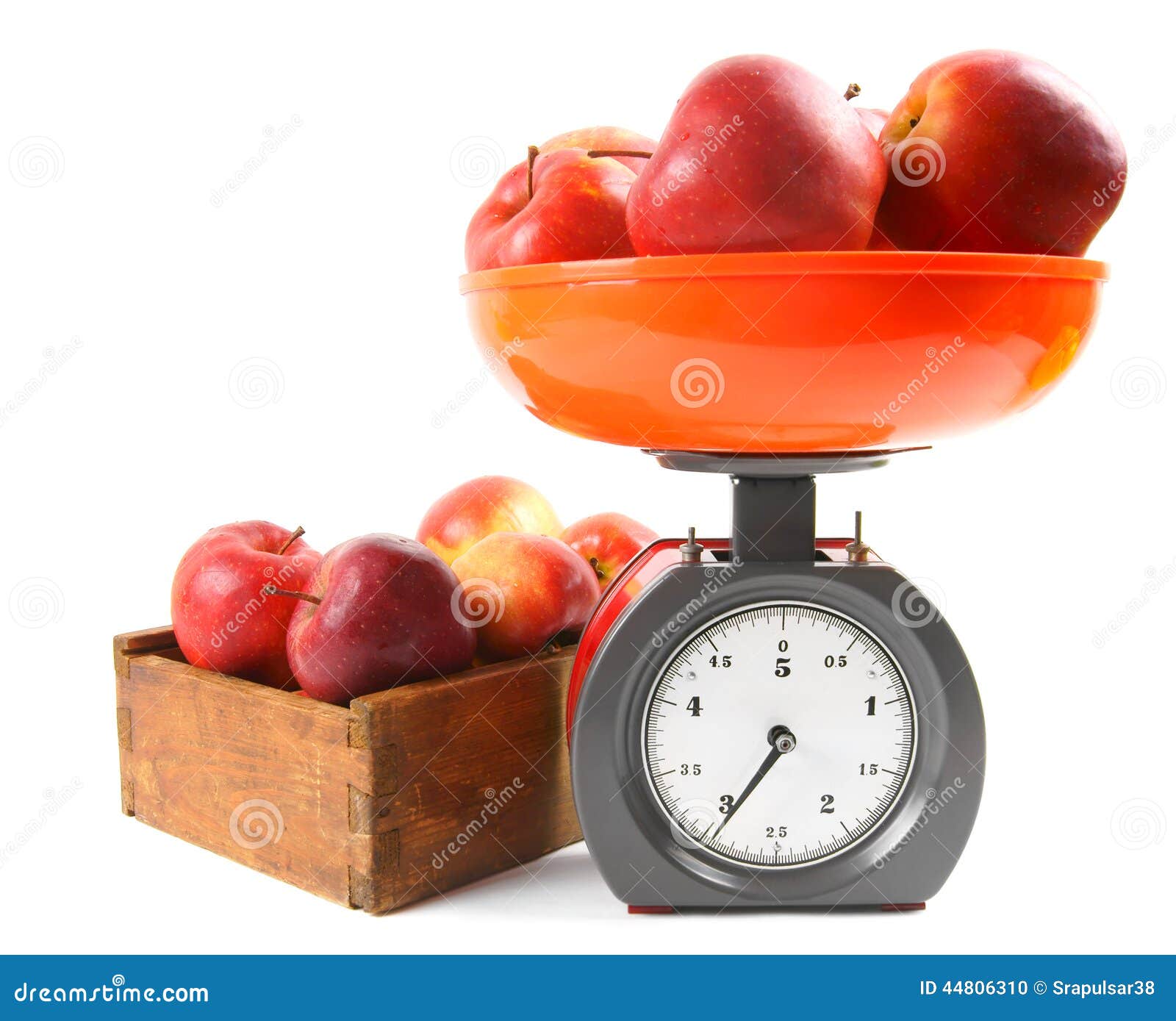 Apples on Scales and in a Box Stock Photo - Image of energy, instrument ...