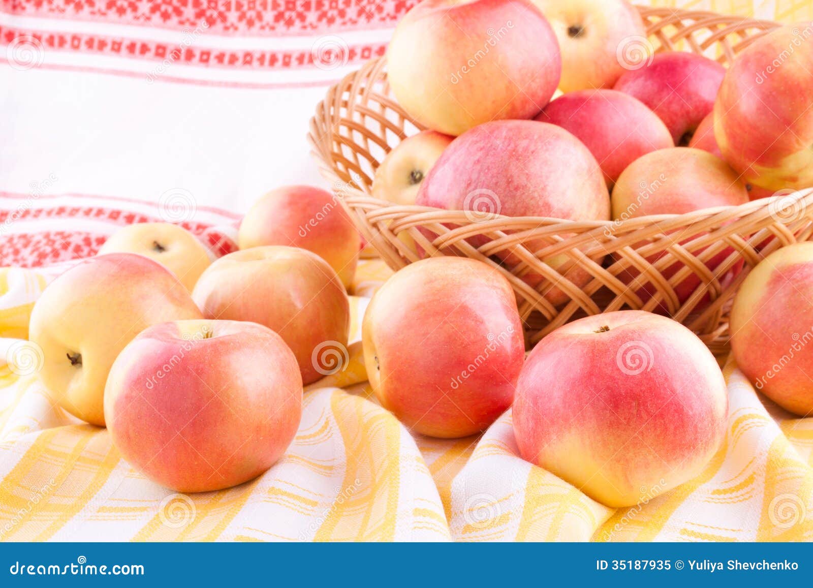 The Apples Scattered on the Tablecloth Stock Image - Image of healthy ...