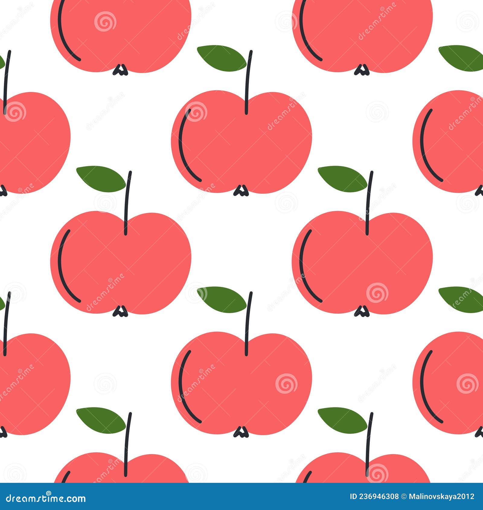 Apples Seamless Pattern Vector Illustration Stock Vector Illustration