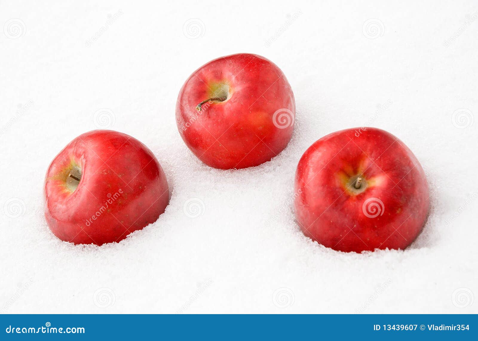Apples in the snow stock image. Image of product, white - 13439607