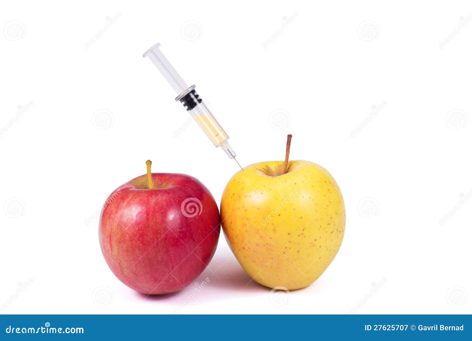 Apples and Syringe (dope), on White Stock Image - Image of modification ...