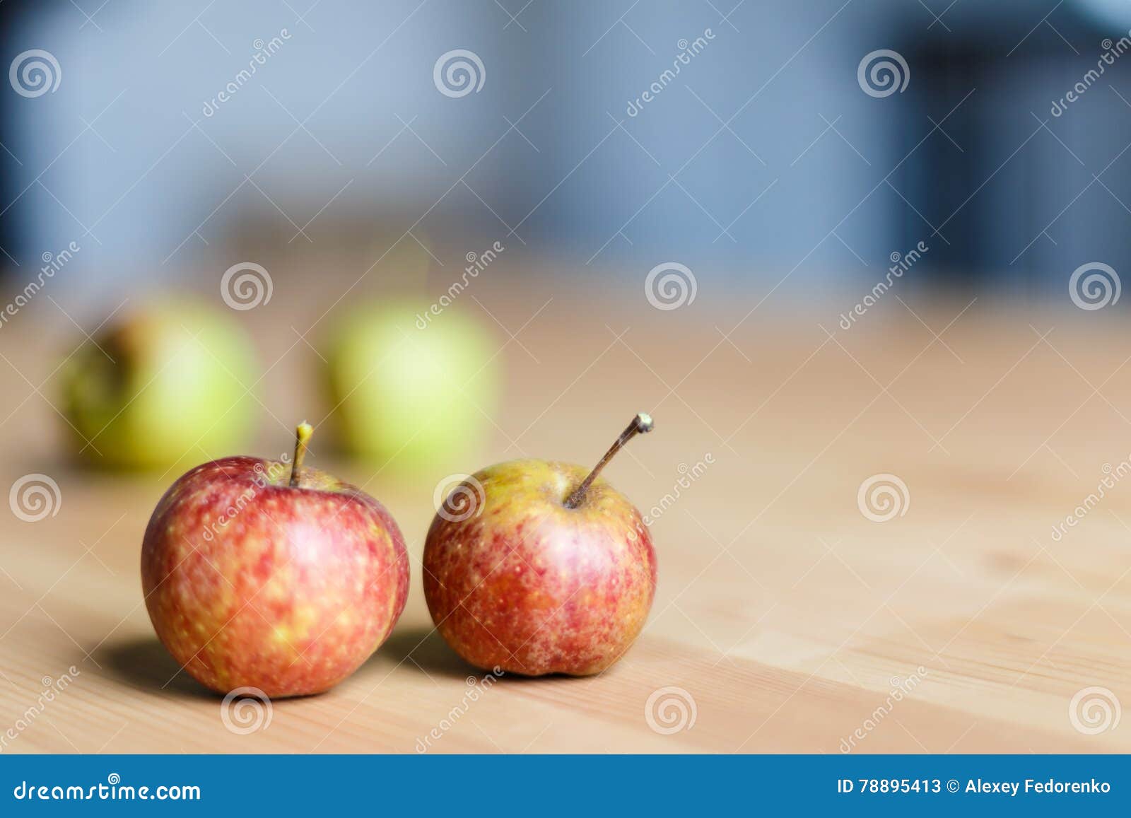 Apples on the Table and Reflection Stock Image - Image of closeup ...