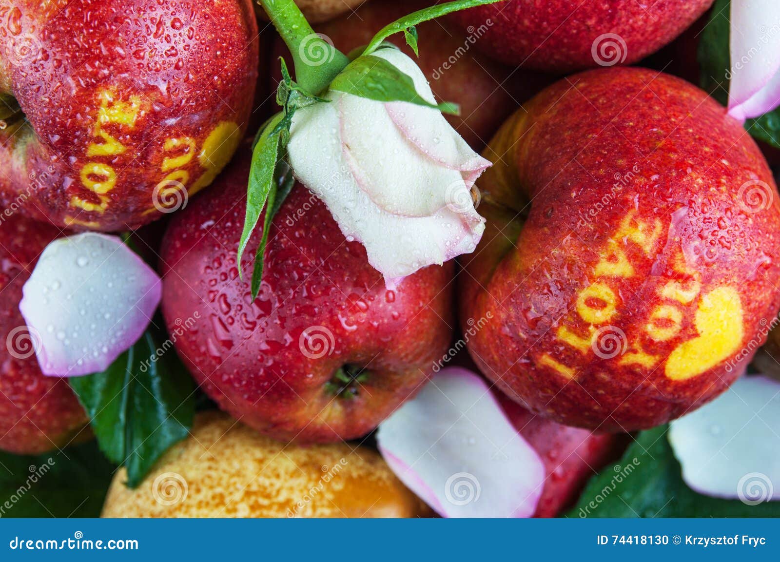 Apples with Text I Love You Stock Photo - Image of apple, pear: 74418130